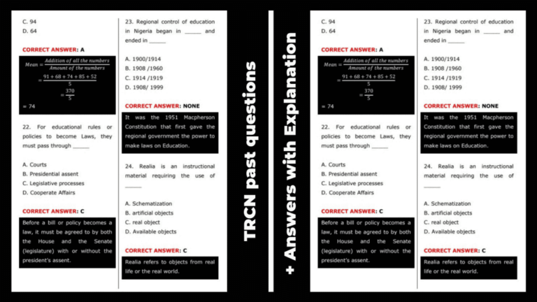 TRCN Past Questions and Answers | SureSuccess.Ng