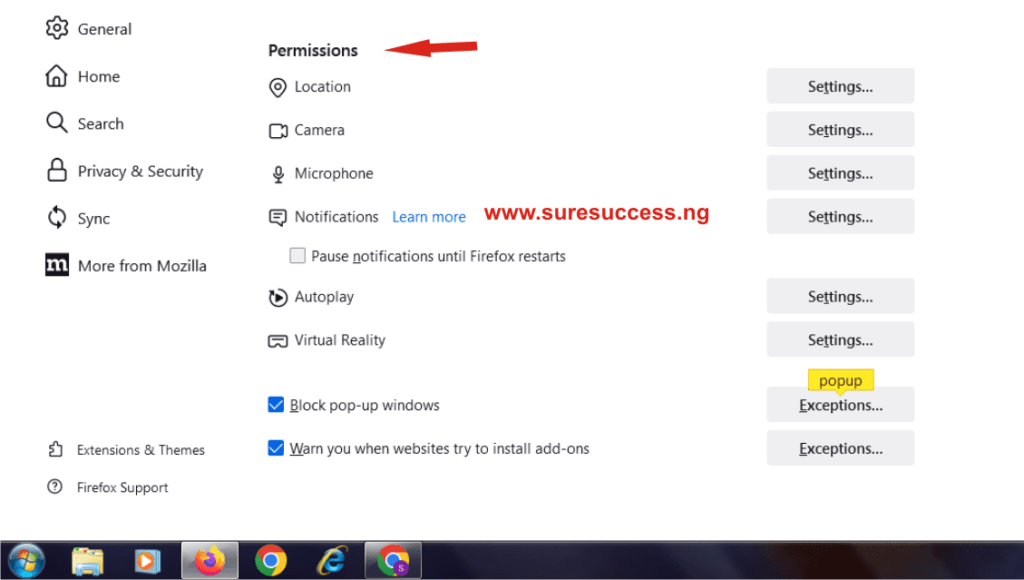 How to Allow Popup for JAMB Site in 2024 | SureSuccess.Ng